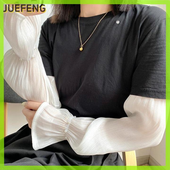 JUEFENG Ngọc Trai Lưới Sợi Băng Tay Áo Hàng Ngày Quần Áo Trang Trí Nội ...