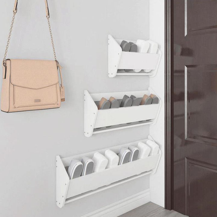 Door behind slim shoe rack simple dormitory home shoe rack home space ...