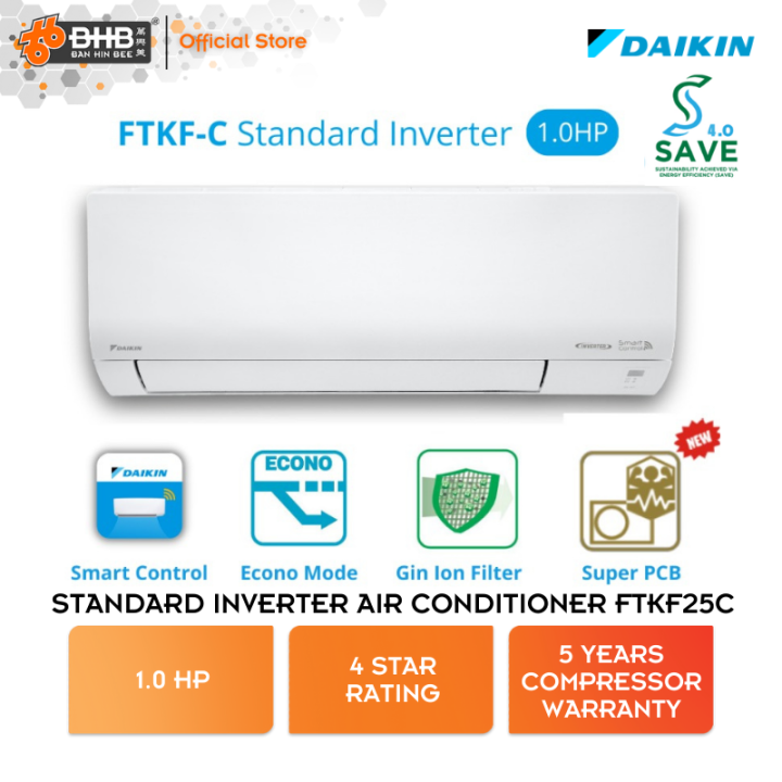 Daikin Standard Inverter Air Conditioner FTKF R32 4 Star Rating 1.0HP Aircond FTKF25C FTKF25CLF ...