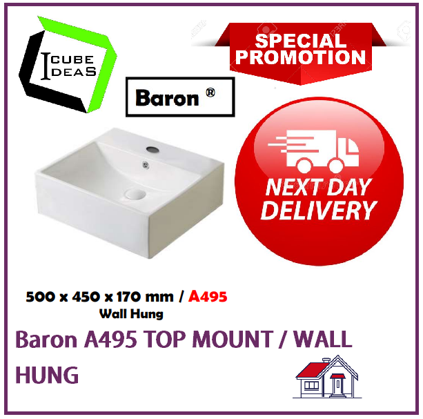 BARON A495 BATHROOM WALL HUNG WASH BASIN / FREE EXPRESS DELIVERY ...