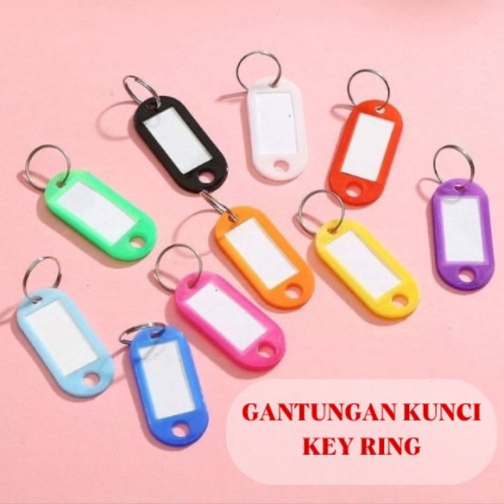 RD Name Tag Gantungan Kunci Warna-Warni Label Nama Plastik Keychan Ring ...