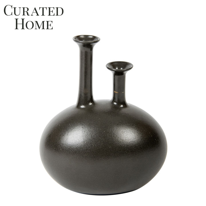 Curated Home Ceramic Vase 6x5x15in (Black) | Lazada PH