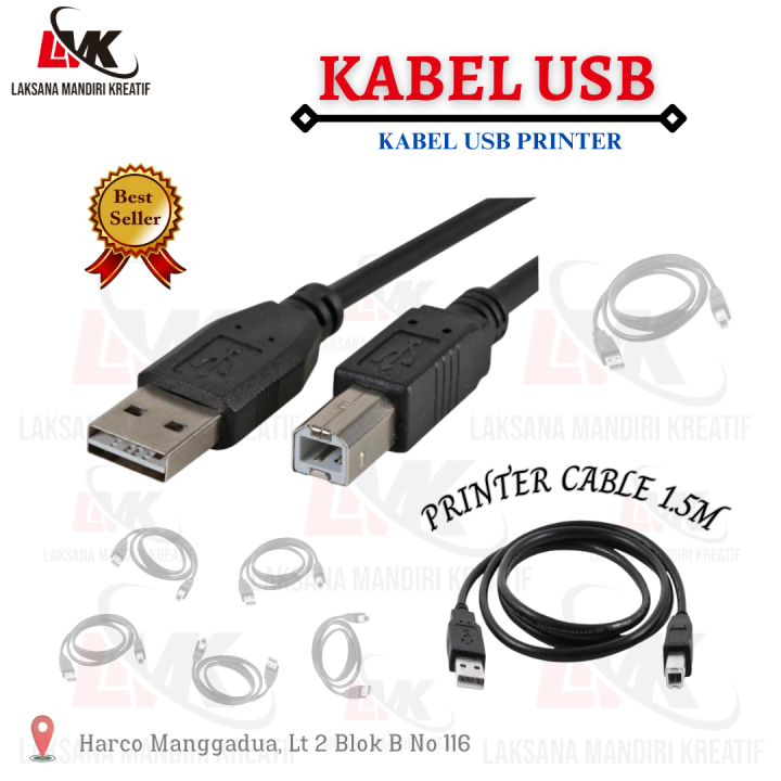Kabel USB Printer Berkualitas Panjang 1.5M. Bergaransi | Lazada Indonesia