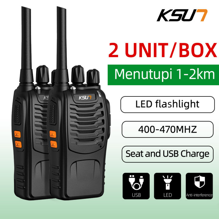 HT KSUN Interkom nirkabel UHF Walkie Talkie kecil Jarak jauh 5km HT ...