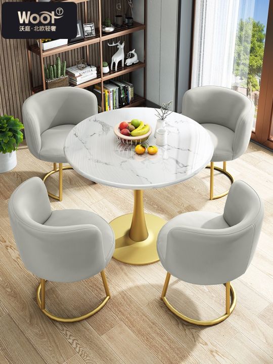 Luxury negotiation table and chair combination marble slate small round ...
