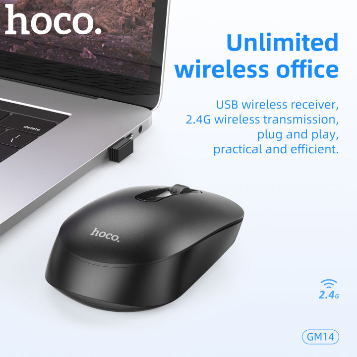 HOCO GM14ไร้สาย2.4Ghz Home & Office 1200DPI,เมาส์ไร้สายสำหรับแล็ปท็อป ...