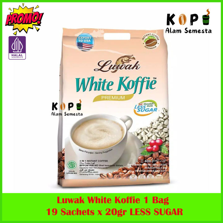 Luwak White Koffie Premium LESS SUGAR 19 Sachets x 20gr KOPI LESS SUGAR ...