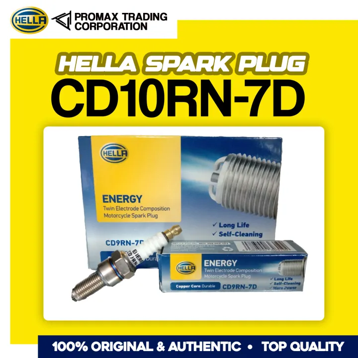 HELLA Motorcycle Spark Plug Copper (Twin Electrodes) CD10RN-7D — for ...