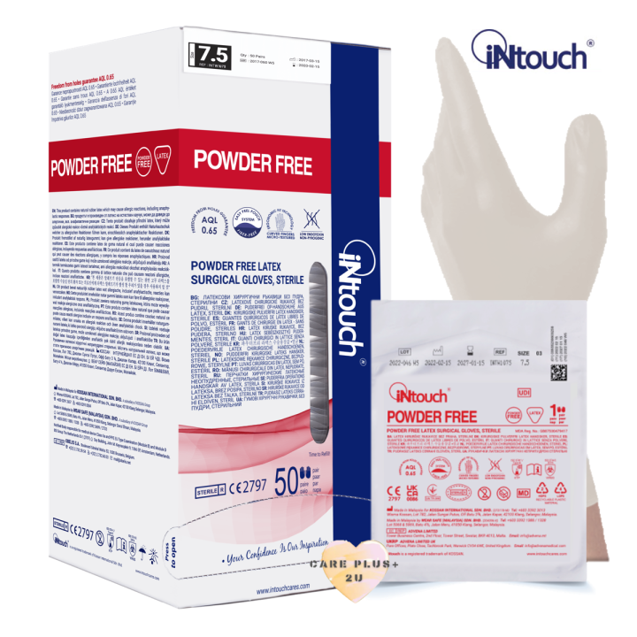 iNtouch Powder Free Latex Surgical Gloves, Sterile (50 pairs/box ...