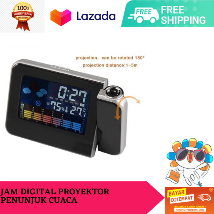 Jam Digital Proyektor Penunjuk Cuaca / Jam Proyektor Digital dengan ...