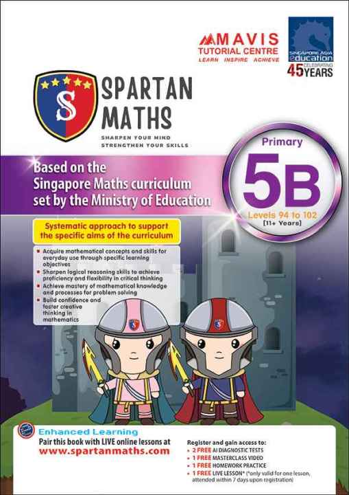 แบบฝึกหัดเสริม Spartan Maths Primary 5B (Levels 94 to 102) | Lazada.co.th