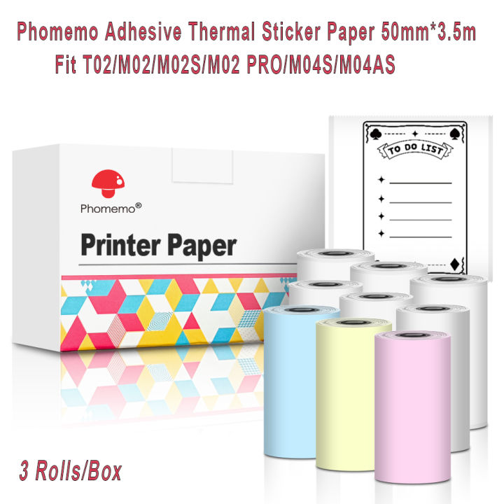 Phomemo Self-Adhesive Thermal Paper Glossy Printable Sticker Papers for Phomemo T02 M02/M02S ...