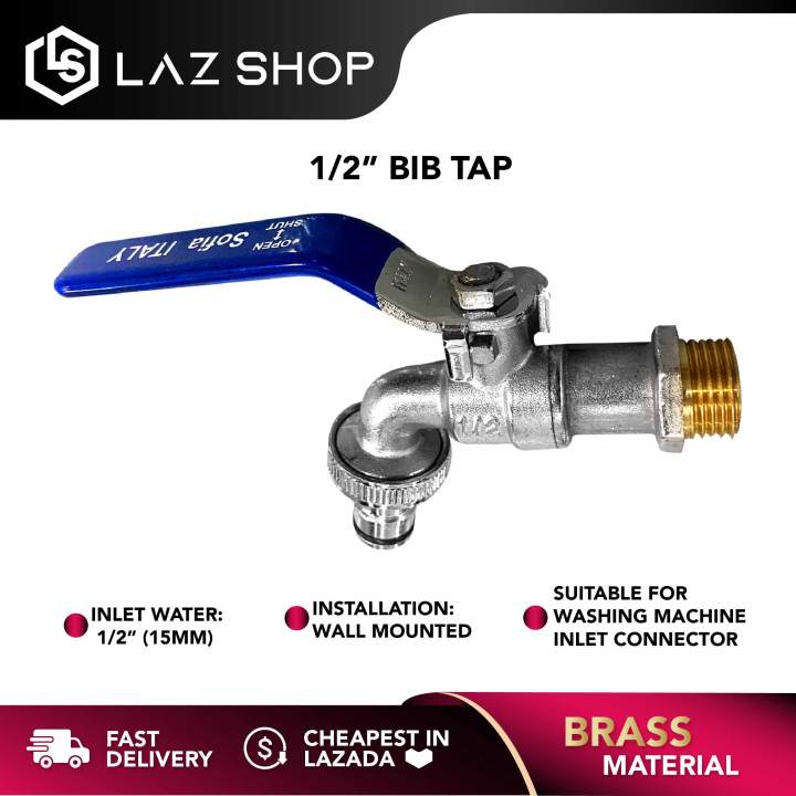 1/2 Inch Bib Tap Brass Italy Type | Tap Water Garden | Washing Machine ...