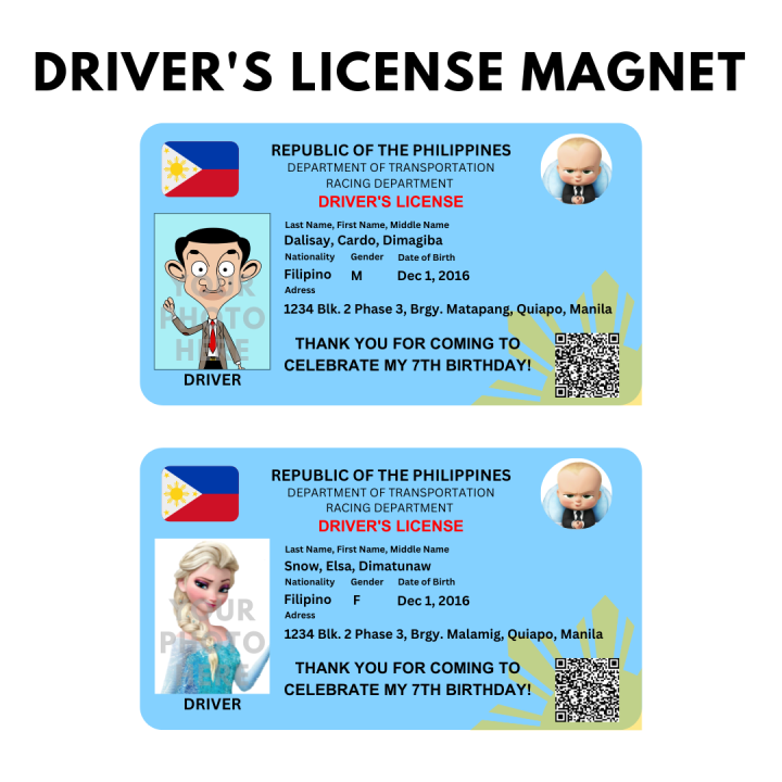 ATM Size REF Magnet - Driver's License Theme for BIRTHDAY CHRISTENING ...
