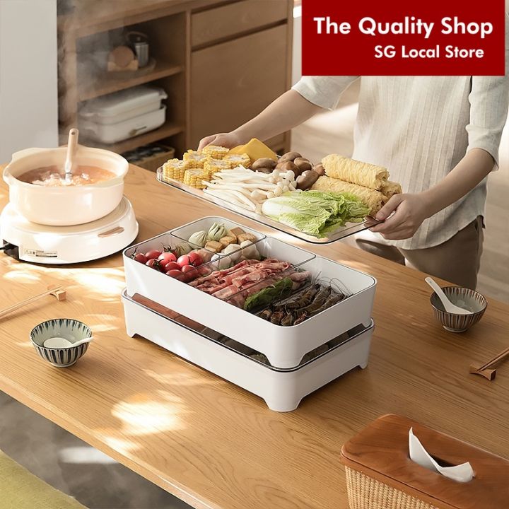 Hotpot Food Organiser CNY Steamboat Food Tray with Detachable Grids ...