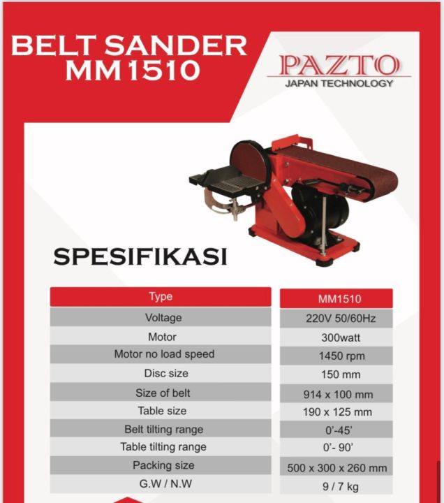 PAZTO MM1510 Mesin Amplas Duduk - Belt Disc Sander | Lazada Indonesia