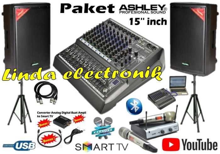 PAKET SOUND SYSTEM 15 INCH ASHLEY HERO 15A MIXER FAVTE 8 VOICE 1 | Lazada Indonesia