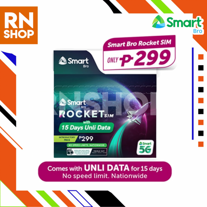SMART BRO Rocket Sim P299 (UNLI DATA 15 days) - Rnshop | Lazada PH