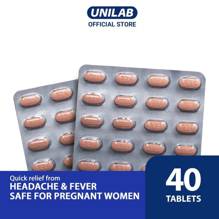 Unilab Biogesic 40 Tablets - 500mg Paracetamol for Quick Relief of ...