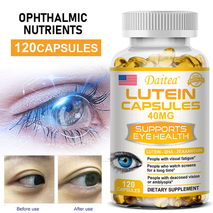 DAITEA Eye Vitamins Lutein, Zeaxanthin and Bilberry Extract - Supports ...