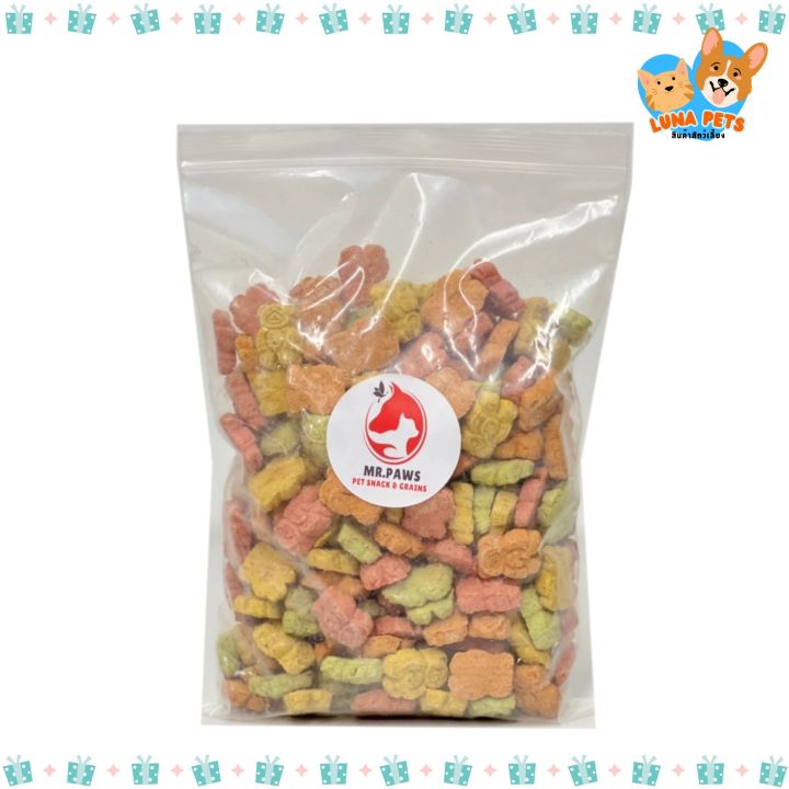 MR.Paws บิสคิต ขนมหมาแมว [รูปตัวหมีสีเข้มคละสี] [500 กรัม] [1 ซอง] บิสก ...