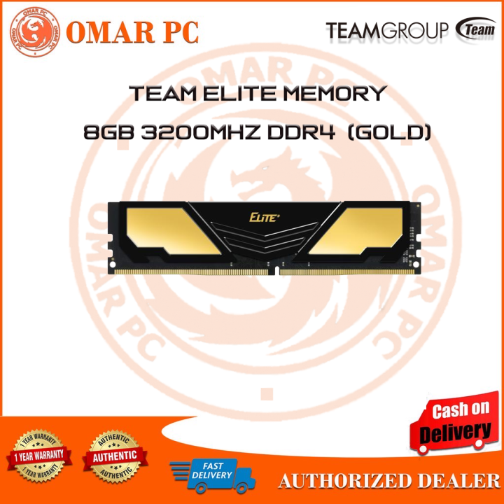 TEAM ELITE PLUS DESKTOP MEMORY 8GB RAM DDR4 3200MHz (Red / Gold) and ...