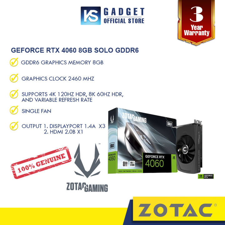 ZOTAC GAMING GeForce RTX 4060 8GB SOLO GDDR6 Graphic Card | Lazada