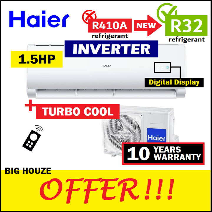 [FREE SHIPPING] Haier DC INVERTER 1.5HP R32 Aircond Air Conditioner HSU ...