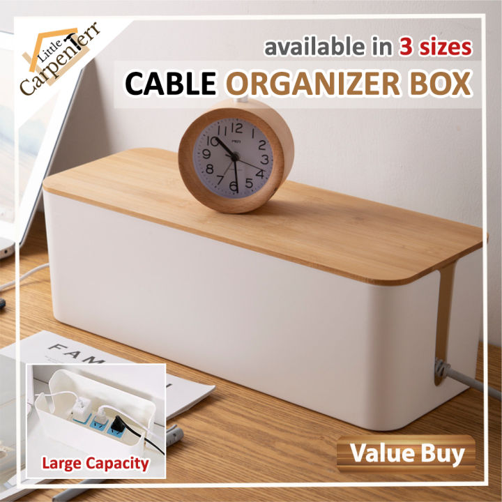 Little Carpenterr Cable Storage Box Wire Plug Hider Organizer Wooden ...