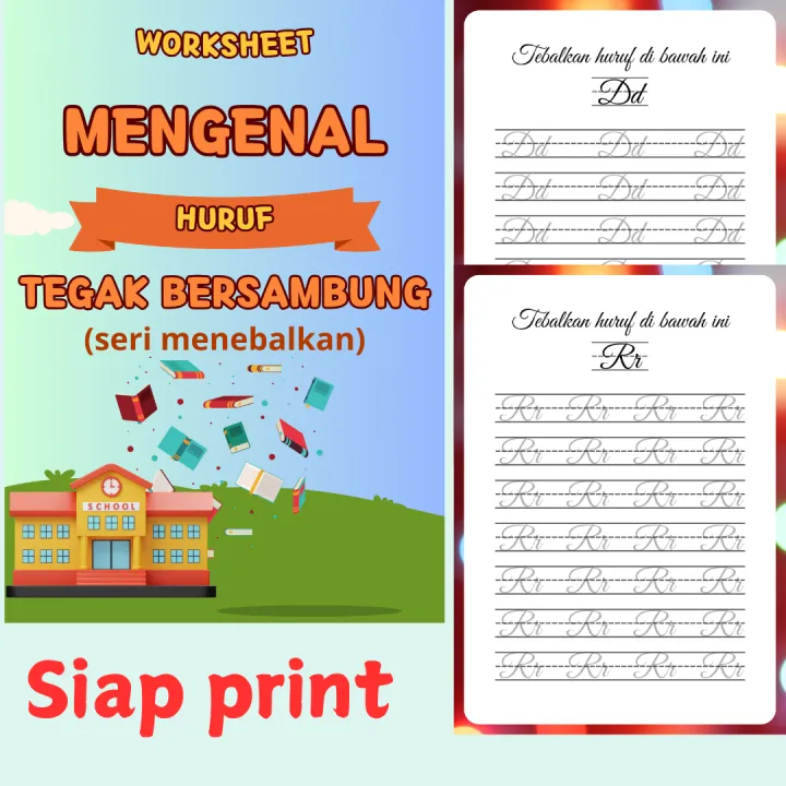 Worksheet Mengenal Huruf Tegak Bersambung (seri menebalkan) l Worksheet ...