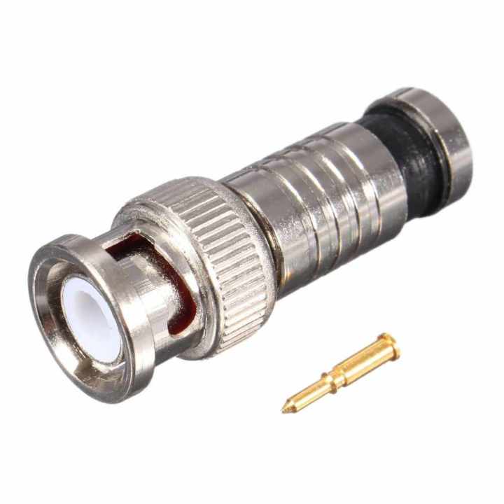 BNC Compression Male Plug Attached Center Pin RG-6 BNC Connector Crimp ...