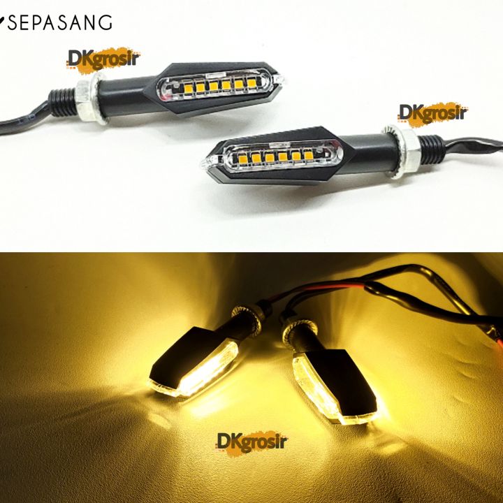 Lampu Sein mini LED 2 sisi Sen Motor Universal Kedip Kuning | Lazada ...