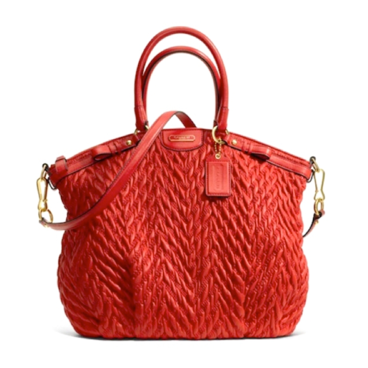 กระเป๋าถือ COACH แท้ รุ่นหรูจาก Shop ผ้า Nylon จับจีบ สายหนังแท้ มีสาย ...