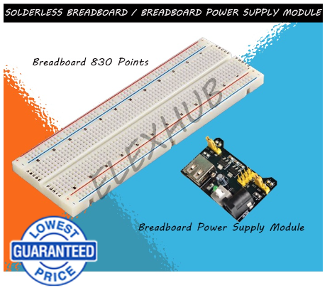 Solder Less PCB Breadboard 830 Tie Points Circuit Solderless Full Size ...