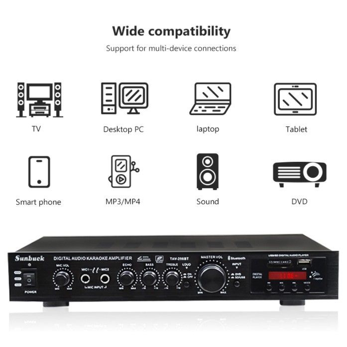 New 2200W 5.1 bluetooth 5Channel Power Amplifier HiFi Stereo Speaker ...