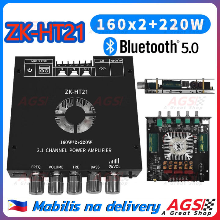 ZK-HT21 Amplifier 2.1 Channel bluetooth Digital Power Module High and Low Tone Subwoofer 160W*2 ...