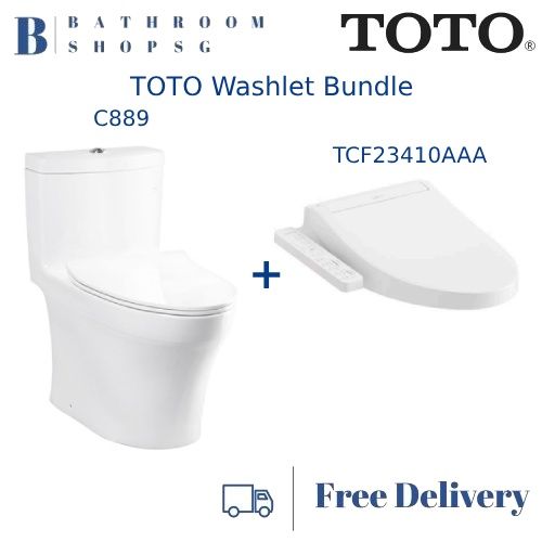 TOTO One Piece Rimless Toilet Bowl C889 Bundle with Washlet TCF23410AAA ...