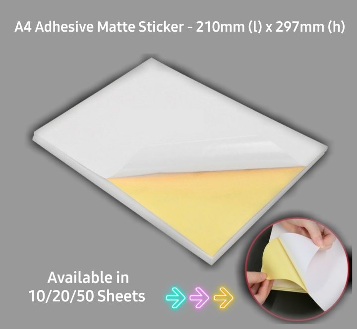 A4 Adhesive Sticker Label Paper| Matte and Glossy Surface| Thick ...