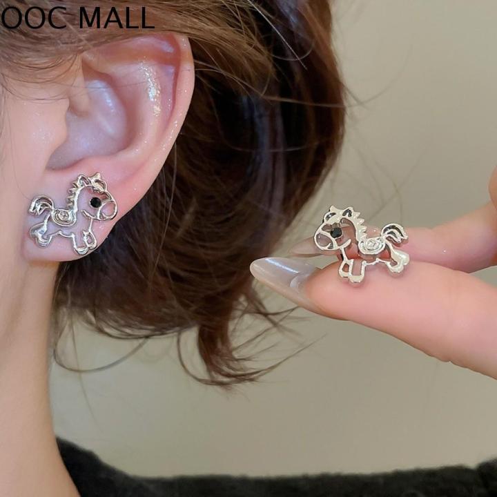 OOC Cartoon Horse New Year Horse Earrings Alloy Chinese Style Horse ...