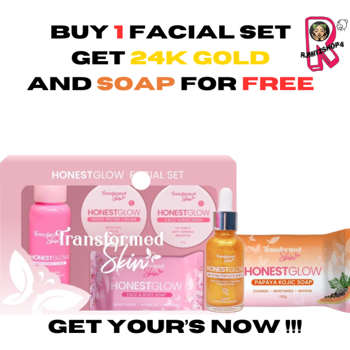Facial set + 24k gold serum for free by honestglow | Lazada PH
