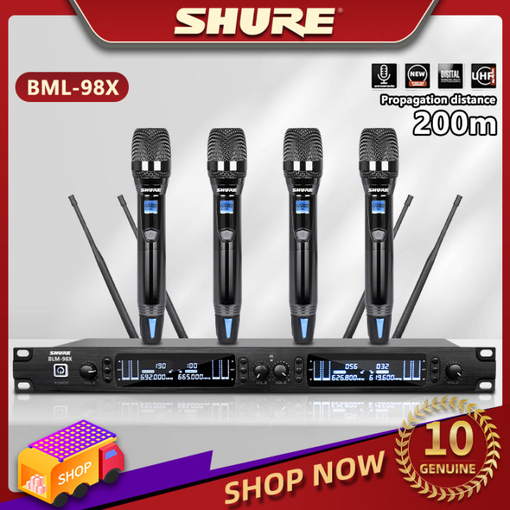 SHURE BML-98X ไมโครโฟนไร้สาย 4 แชนเนล ความถี่ลอยตัว UHF ช่องรายการปรับ ...
