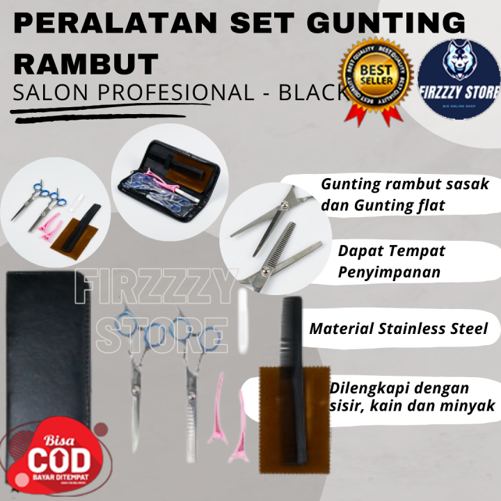 Peralatan Set Gunting Rambut Salon Profesional - Black | Lazada Indonesia