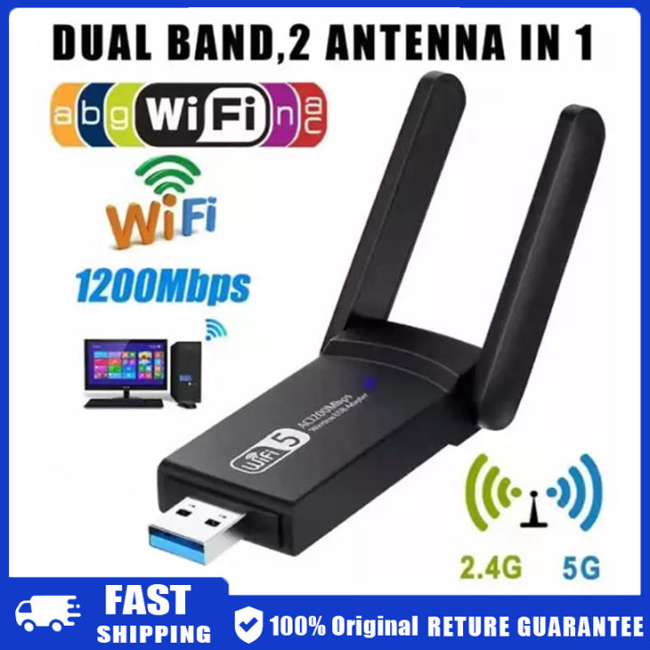 【COD/Original】Wireless Network Card 1200M Gigabit 5G Dual-Band USB ...