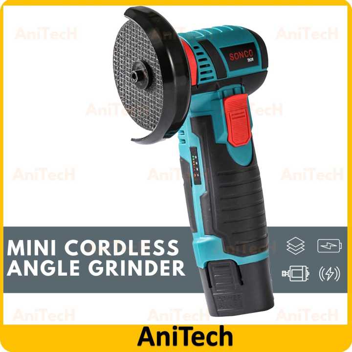 Mini Cordless Angle Grinder Brushless Grinder Battery Portable 12V 80mm ...