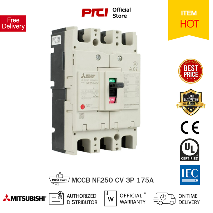 Mitsubishi NF250 CV 3P 175A Molded Case Circuit Breaker (MCCB) เบรกเกอร์ มิตซูบิชิ ต้องที่ ...