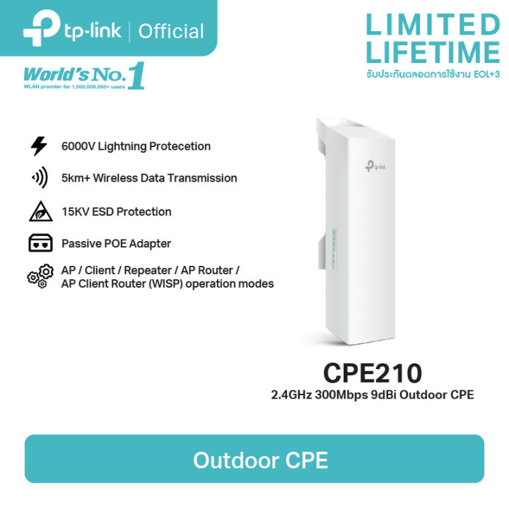 TP-Link CPE210 Outdoor Access Point (2.4GHz 300Mbps 9dBi Outdoor CPE ...