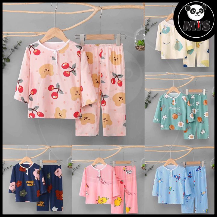 (1-6years) Pyjamas Kids Set Cartoon Children Sleepwear Silk Cool ...