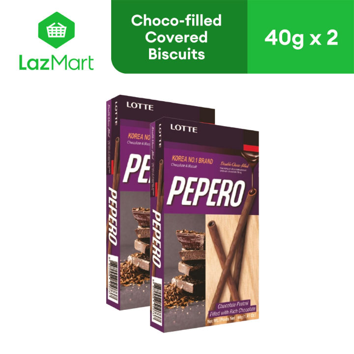 Pepero Double Choco-filled Covered Biscuits 40g - Pack of 2 | Lazada PH
