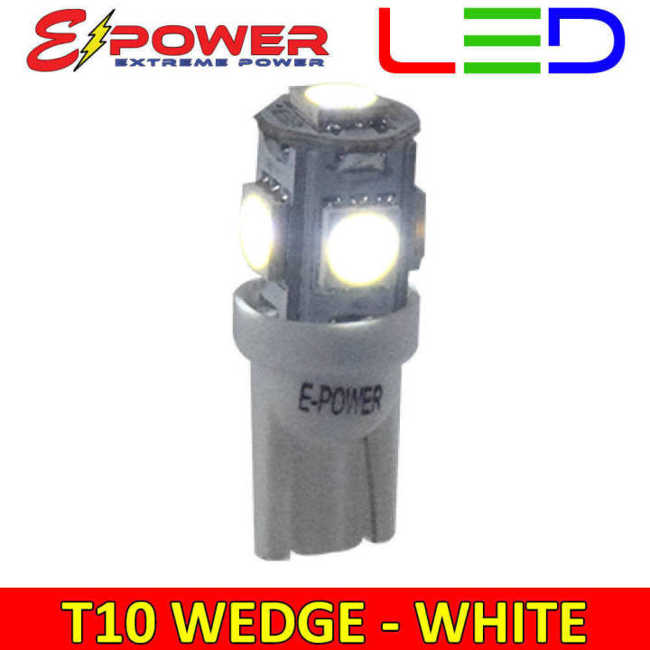 E-POWER 12V Universal Motorcycle LED Wedge Light Bulb [T10 Socket ...