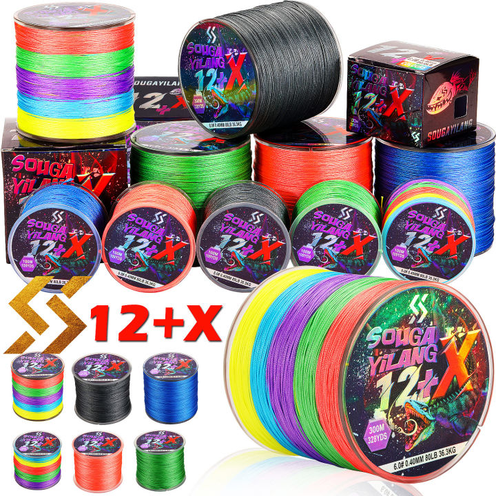 X12 Fishing Line 12 Strands Braid Lines 100m 300m PE0.6#-PE6.0# Test ...